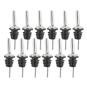 12 Olive Oil Liquor Wine Free Flow Bottle Pourer Dispenser Spouts Stainless Steel Perfect Pour a 285-50