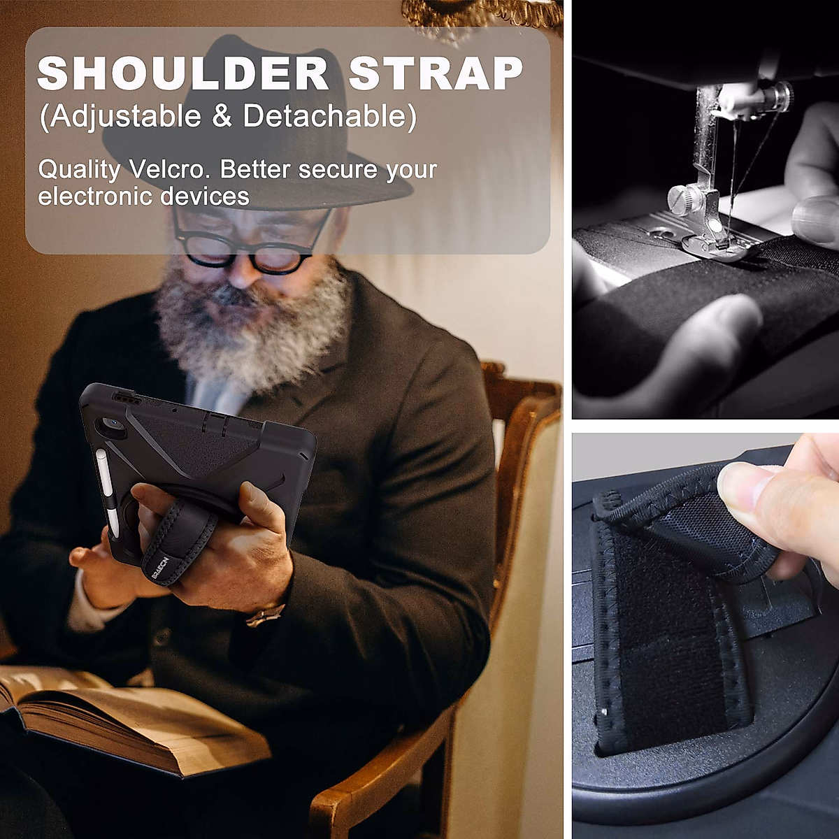 BRAECN for Galaxy Tab S6 Lite Case 2024/2020/2022,Heavy Duty Rugged Shockproof Case with Hand Strap, Shoulder Strap, Kickstand, S Pen Holder for Samsung Tab S6 Lite 10.4 Inch Tablet SM-P610 -Black