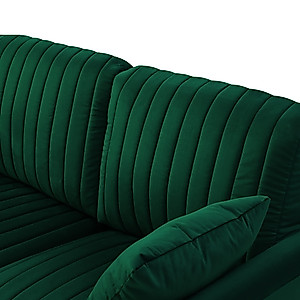 anwickjeff Modern Velvet Accent Chair, Green, Soft Velvet Sofa Couch Chair with Gold Metal Legs, Adjustable Backrest Pillow, Comfortable Club Armchair for Living Room, Office, Reading