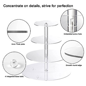 Cupcake Stand, 4 Tier Acrylic Cupcake Display Stand Clear Cupcake Holder Round Pastry Dessert Tower for Wedding Birthday Cady Bar Party Décor Baby Shower Theme Parties