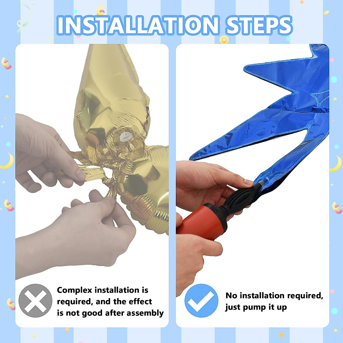 TONIFUL 8 Pcs Navy Blue Star Foil Balloons Large Star Balloons Blue Explosion Star Mylar Balloons for Party Backdrop Christmas New Year Birthday Wedding Baby Shower Anniversary Photo Booth Supplies