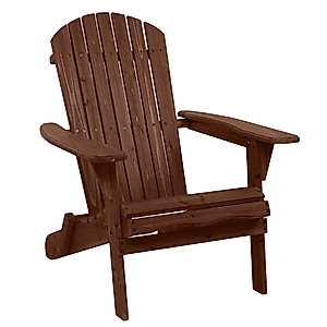 Outvita Wood Adirondack Chair, Folding Wooden Lounge Seating, All Weather Outdoor Furniture Chair with Armrest for Garden Fire Pit Yard Beach, 350 LB Support（Carbonized）