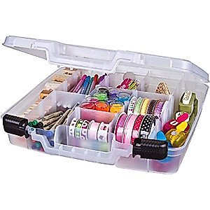 ArtBin 6961AB Quick View Deep Base Carrying Case with Removable Dividers, Portable Art & Craft Storage Box, 15", Clear