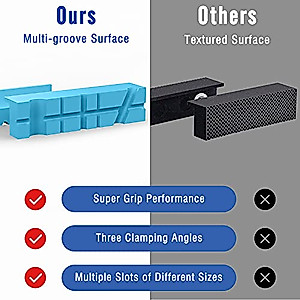 Housolution 5 Inch Magnetic Vise Jaw Pads Covers, 1 Pair Retention Vice Jaw Pads Universal Jaw Covers with Multiple Angle Grooves Design, Vice Soft Jaws for Woodworking, Jewelry Making, Plumbing