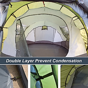 6 Person Easy Pop Up Tents for Camping - AYAMAYA Double Layer Waterproof Instant Tent with Vestibule & Porch, Large Size Family Automatic Setup 4-6 People Hiking (Poles Included)