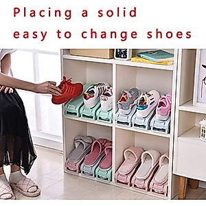 LKH Green Shoe Slots Space Saver, Shoe Organizers and Storage, Shoe Slots Organizer, Shoe Stack - 6 Piece Set (Color : Green)