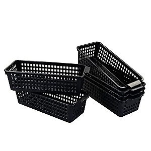Jandson Slim Plastic Basket Storage Basket, 6 Packs
