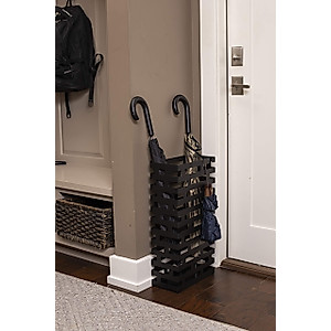 BIRDROCK HOME Umbrella Holder Stand with Removable Water Tray - Large - Rain Collection - Entryway - Decorative Metal Freestanding Rack Organizer - Cane Walking Stick Holder Black