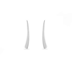 Boma Jewelry Sterling Silver Minimalist Long Curved Pointed Bar Ear Crawler Stud Earrings