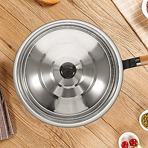 Stainless Steel Wok Lid 14 Inch Skillet Lid Round Dome Lid Microwave Lid Universal Pan Lid Stainless Steel Pan Lid 14 Inch Pan Lid Kitchen Pot Lid Pot Covers for Cooking Pan Cover