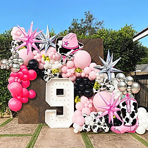 20Pcs Cowgirl Theme Party Decorations, Cow Print Balloons, Pink Star Balloons, Disco Cowgirl Party Decorations, Bachelorette Party Decorations for Western Theme Party Decorations