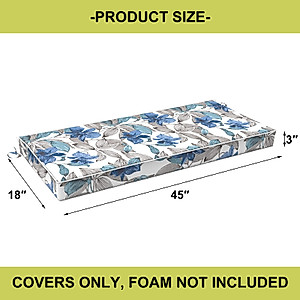 DYTXIII Patio Outdoor Cushion Cover Slip Cover W45 x D18 x H3 Inch with Zipper for Bench Loveseat Furniture, UV Protection Cushion Covers Replacement Covers 1 Pack, Clemens Blue (Covers ONLY)
