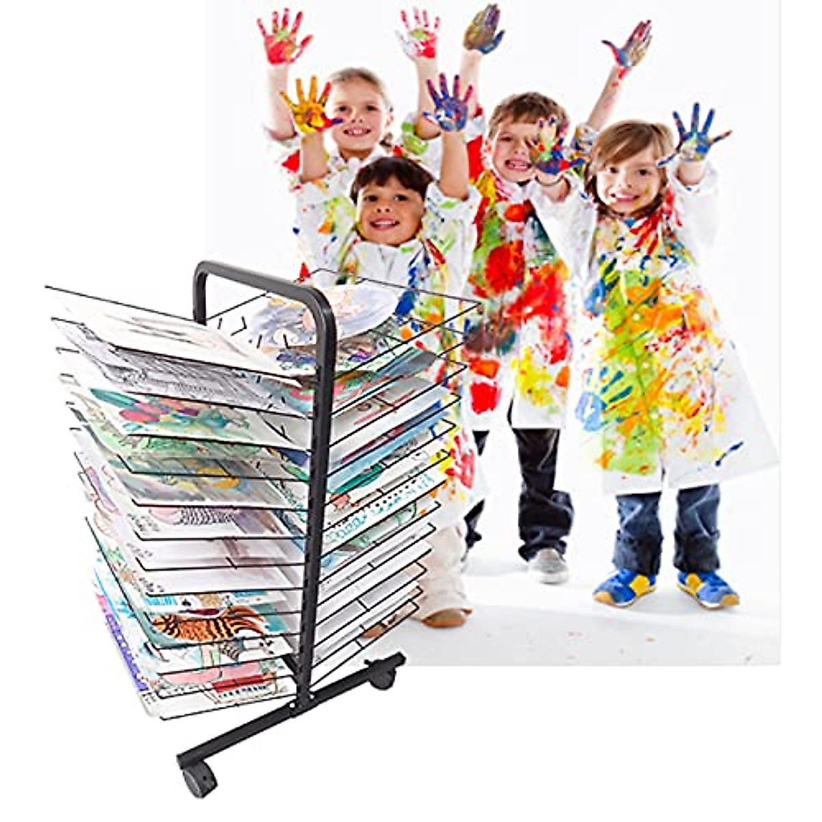 NEOCHY Drying Racks,Floor-Standing Art Studio School Studio Easel Oiling Board, A3, 8K Paper Work Drying and Display Office Storage Racks/10 Floors