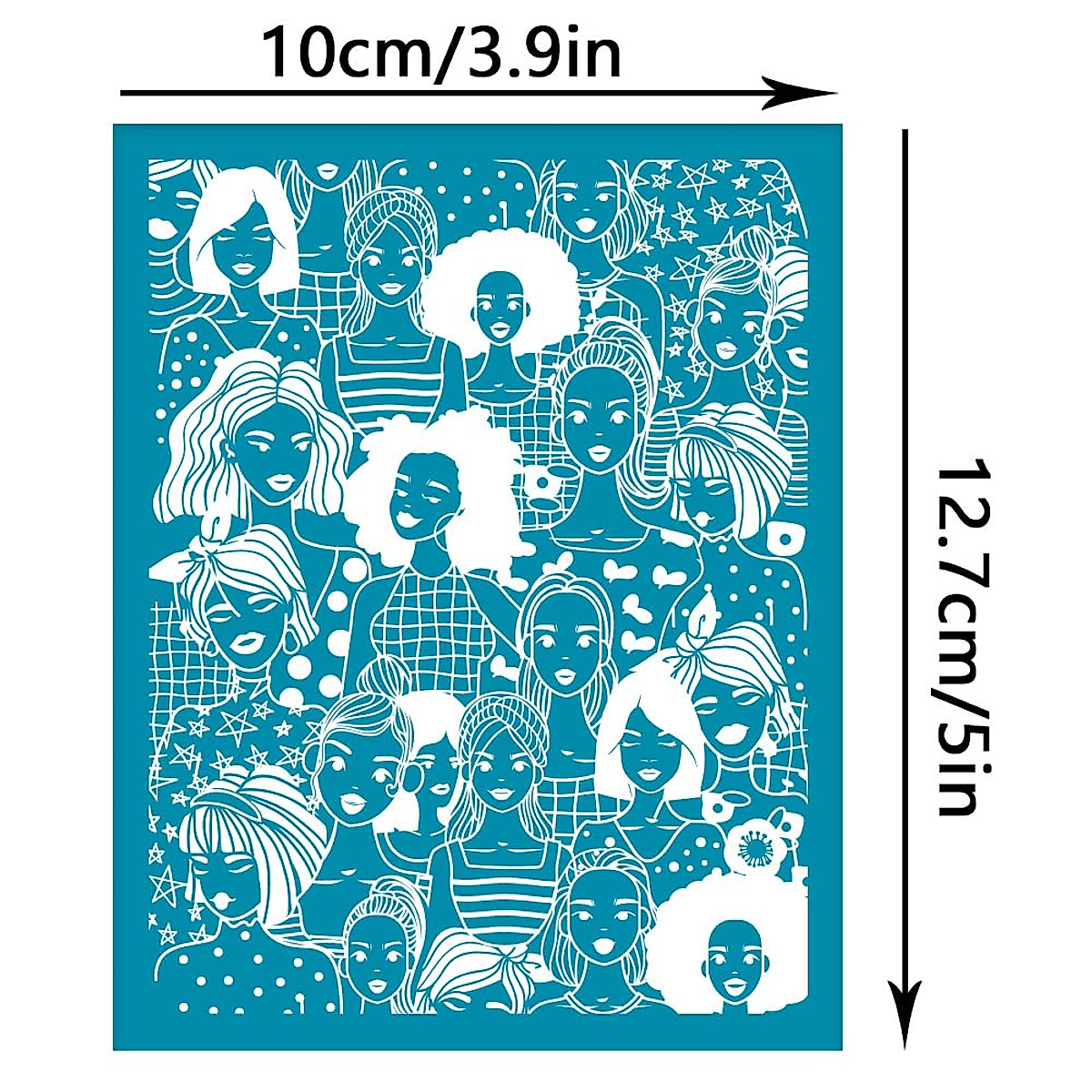 OLYCRAFT 4x5 Inch Woman Crowd Clay Stencils Fashionable Woman Silk Screen for Polymer Clay Star Silk Screen Stencils Mesh Transfer Stencils for Polymer Clay Jewelry Making