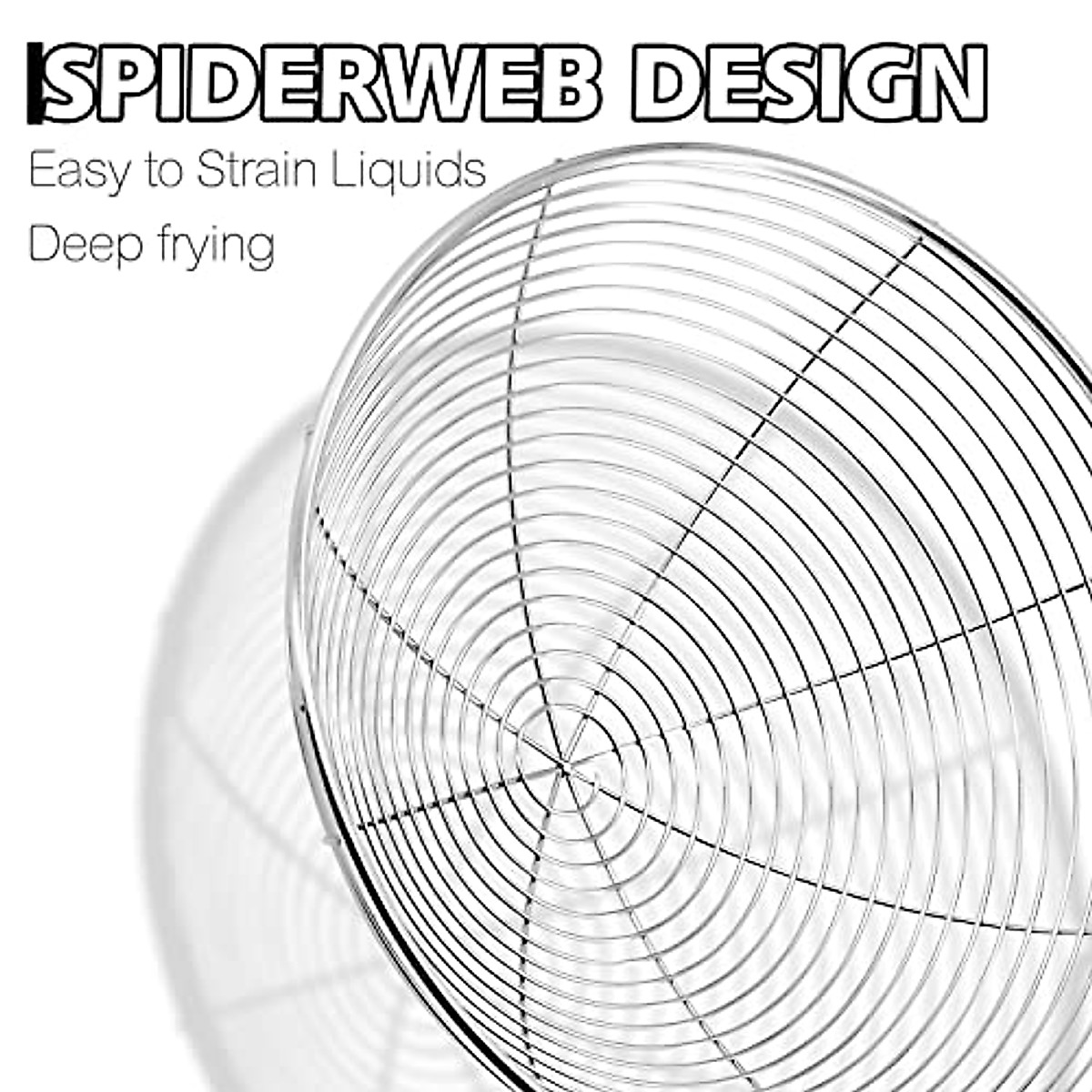 Anaeat Stainless Steel Spider Strainer Skimmer, Set of 3 Professional Kitchen Pasta Strainer Spoon with Long Handle - Asian Strainer Ladle Wire Skimmer Spoons for Cooking and Frying (4.5"+5.3"+6.1")