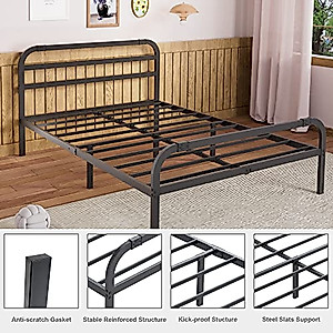 Umyder Full Size Bed Frame with Headboard and Footboard,14 Inch High Metal Platform Bedframe with Sturdy Steel Slats Support,No Box Spring Needed,for Teen,Noise Free,Easy Assembly,Anti-Slip
