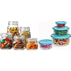 EatNeat 5-Piece Airtight Glass Kitchen Canisters with Glass Lids 4 pc Round Glass Food Storage Containers With Lids