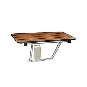 Seachrome 22-inch x 15-inch in ADA Folding Wall Mount Bathroom Shower Seat Bench, Teak Phenolic Seat