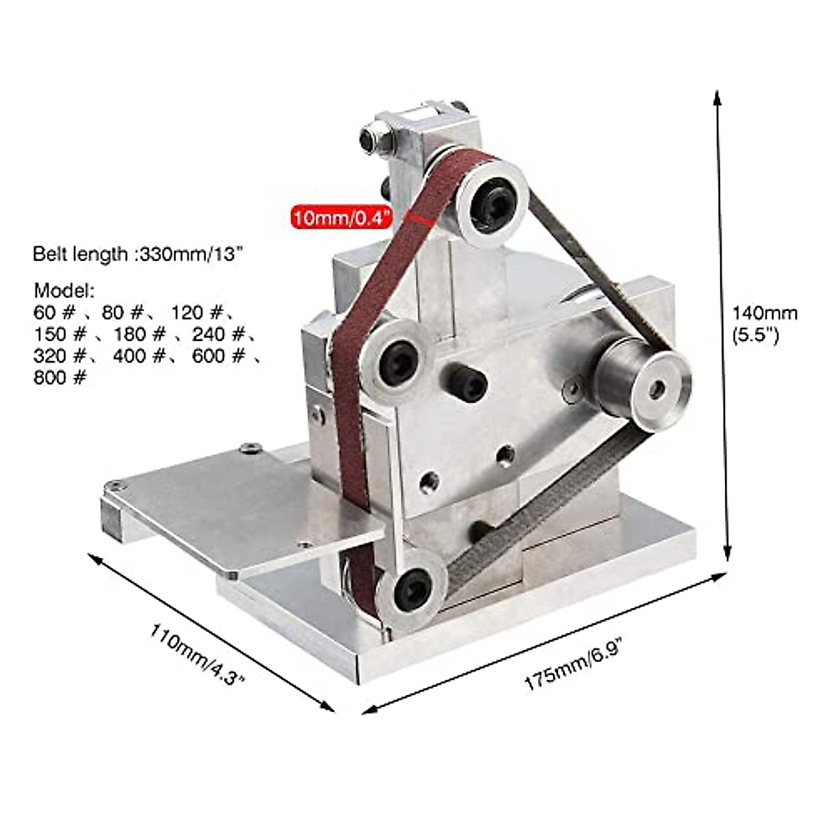DOMINTY 110V Belt Sander Polishing Grinding Machine DIY Mini Belt Sander Knife Apex Edge Sharpener with 10PCS Abrasive Belts