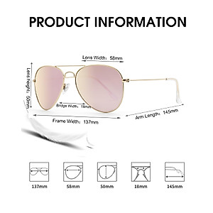 JOOX Polarized Aviator Sunglasses for Women Men, UV400 Protection Lens and Lightweight Metal Pilot Frame
