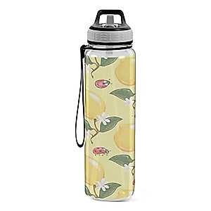 xigua Ladybug Water Bottle with Straw Lid,32 oz Leakproof Sport Water Bottle with Wide Handle for Gym,Cycling,School,Travel