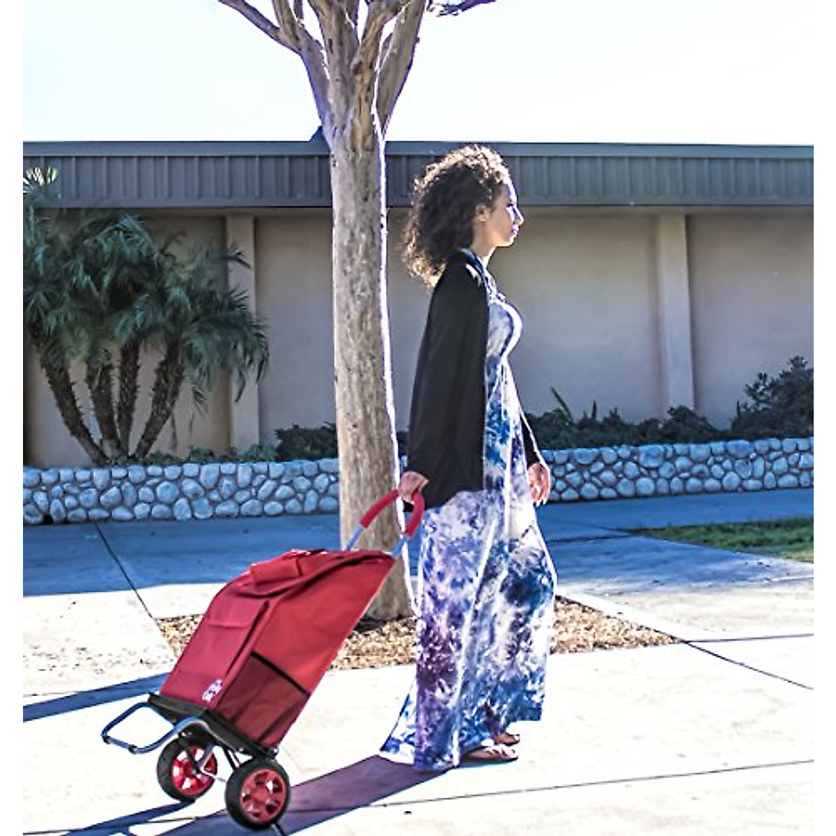 dbest products Trolley Dolly Red Foldable Shopping cart for Groceries with Wheels and Removable Bag and Rolling Personal Handtruck Standard