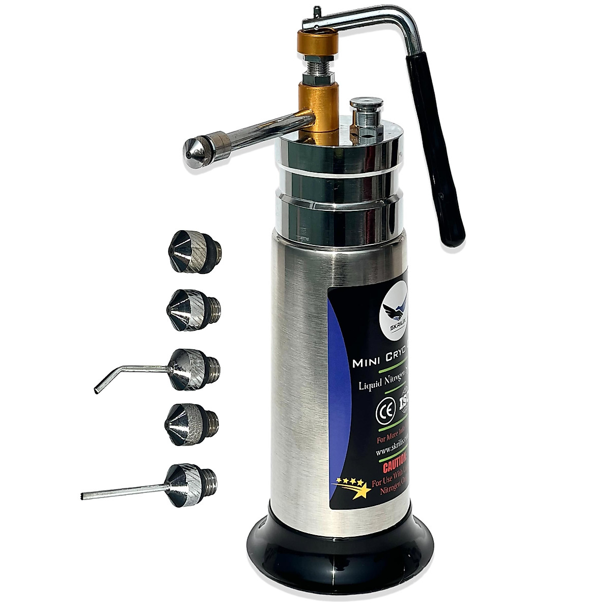 Upgraded Liquid Nitrogen Sprayer for Dermatology Mini Cryo Gun Cryo Spray with Different Freeze Heads Cryotherapy Instrument Mini Cryo Spray 350 ML