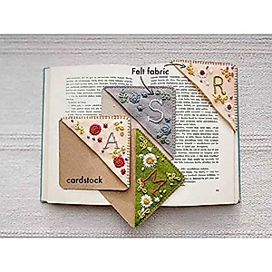 Bloomy Line - Personalized Hand Embroidered Corner Bookmark, Bloomy Line Bookmark, Hand Stitched Corner Bookmark, 26 Letters Embroidery Bookmarks for Book Lovers (Summer, A)