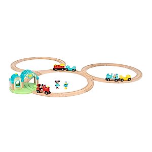 Ravensburger BRIO 32292 Disney Mickey's Deluxe Wooden Railway Set | Wooden Toy Train Set for Kids Age 3 and Upin