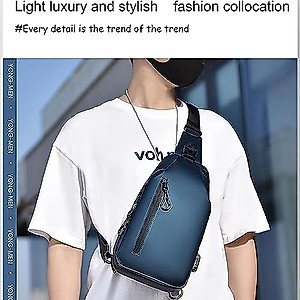 Waterproof Shoulder Bag, Leather Sling Bag for Men and Women, Chest Crossbody Daypack, Multipurpose Cross Body Chest Bag (Black)