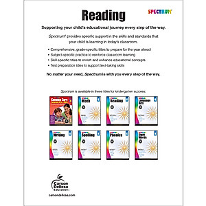 Spectrum Reading Comprehension Kindergarten Workbook, Ages 5 to 6, Kindergarten Reading Comprehension, Letters and Sounds, Word Recognition, Sight Word Activities, and Phonics - 166 Pages