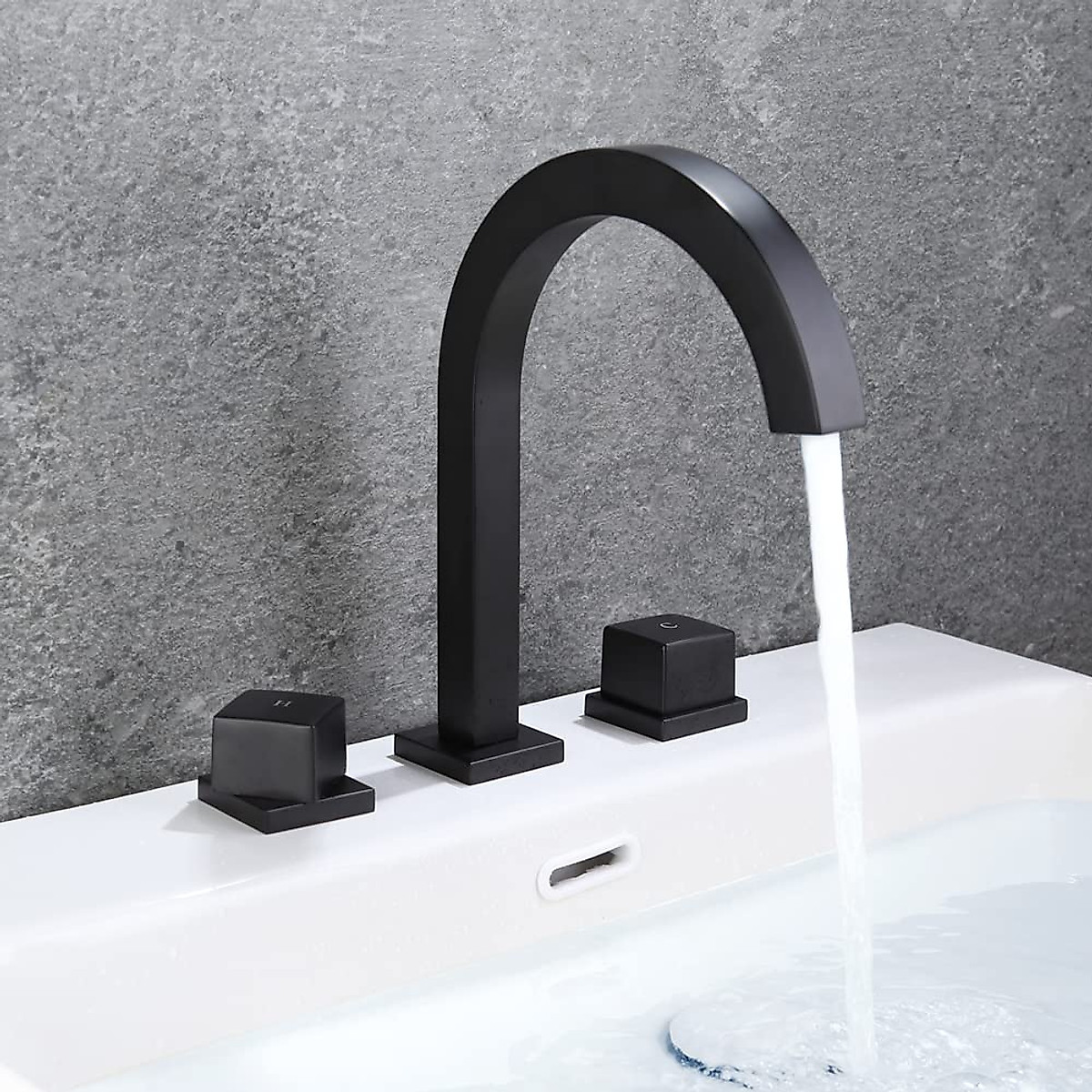 POP SANITARYWARE 2-Handle 8 Inch Matte Black Widespread Bathroom Faucet 3 Hole Bathroom Sink Faucets Lavatory Vanity Basin Faucets