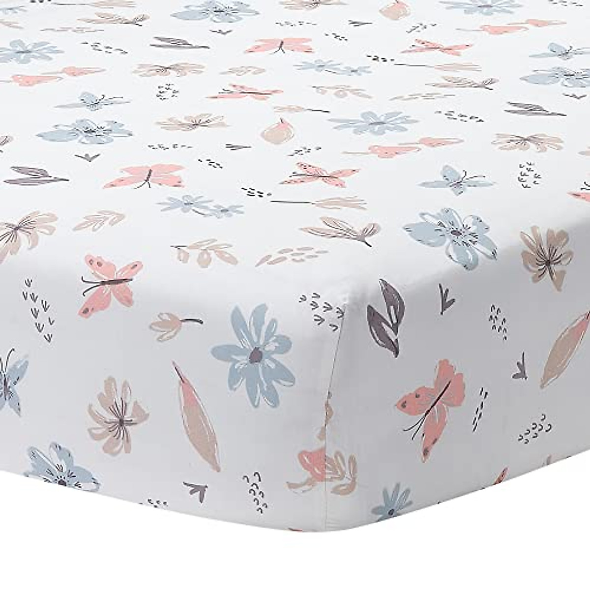 Lambs & Ivy Baby Blooms 3-Piece Pink Floral/Butterfly Baby Crib Bedding Set