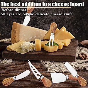 BUVLIVU Exquisite 6-Piece Cheese Knife Set- Stainless Steel Cheese Knife Set for Charcuterie Board (Wood Handle) with Gift Box, Cheese Spreader Knife Set, Charcuterie Utensils(Gift-Ready)