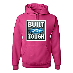 Wild Bobby Built Ford Tough Logo Cars and Trucks Unisex Graphic Hoodie Sweatshirt, Fuschia, Small