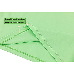 ALWAYSONE Kid's Short Sleeve T-Shirt Girls' Cotton Jersey Tee Crewneck Boys' T-Shirts Solid and Striped Tee Shirt 3-12 Years (Light Green-m)