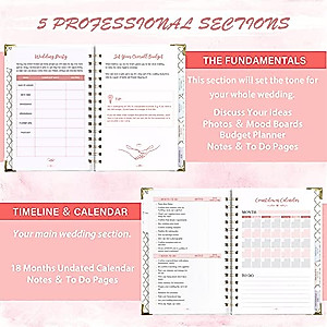 Wedding Planner - Wedding Planning Book, 8.4" x 6.3", Great Wedding Planner Book and Organizer with Hardcover and Elastic Binder for Couples, Timeline & Calendar, Guest Planning, Venues & Suppliers