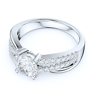 PRSTANI Sterling Silver Women's Crisscross Ring 1CT Simulated Round Brilliant Diamond Infinite Twisted Engagement Ring (4)