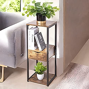 VonDream 3 Tier Plant Stand Indoor , Tall Pedestal Stand with Drawer, Tall Plant Stand for Indoor Plants Multiple, Corner Plant Table Indoor, Small Side Table for Living Room