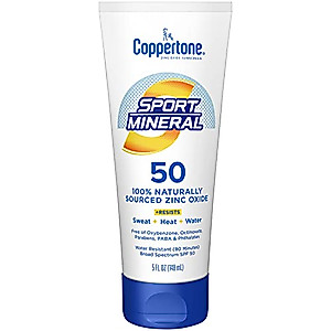Coppertone Sport Mineral SPF 50 Zinc Oxide Mineral Sunscreen Multi Pack, Sport Mineral Body Sunscreen Lotion & Sport Mineral Face Sunscreen Lotion (5 fl. oz. + 2.5 fl. oz. Bundle)