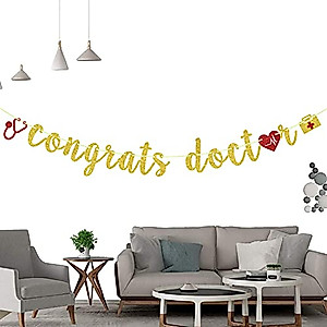 Gold Glitter Doctor Decorations, Congrats Doctor Banner, 2022/2023 Doctor Graduation Sign, School Nurse Office Decorations