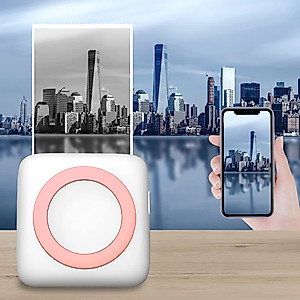 LetSketch Portable Pocket Printer, Thermal Label Maker, Sticker Printer Bluetooth Receipt Printer Compatible with Android & iOS 300dpi for Journal Book/Note/Label/Photo(7 Rolls Thermal Paper, Pink)