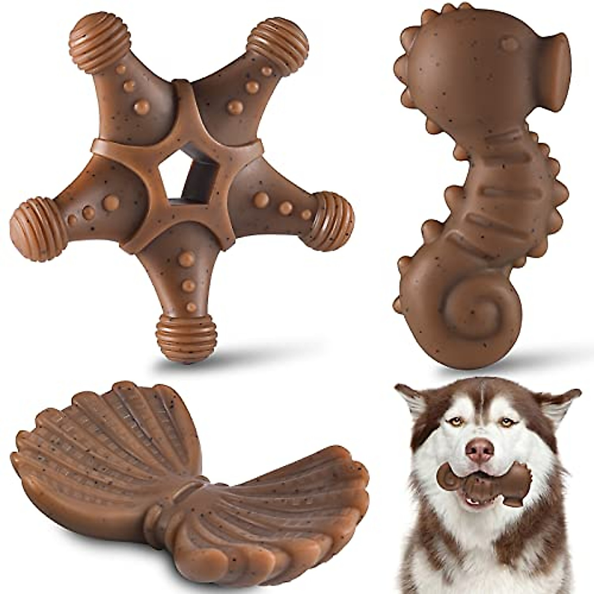 KXK Durable Dog Chew Toys for Aggressive Chewers Large Medium Small Breed, Tough Dog Toys for Large Medium Small Dog and Puppies Teeth Cleaning, Pet Toy with Durable Nylon