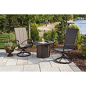 The Outdoor Greatroom Company Brown Stonefire Round Gas Fire Pit Table - Modern Outdoor Fire Pit for Patio - 55,000 BTUs