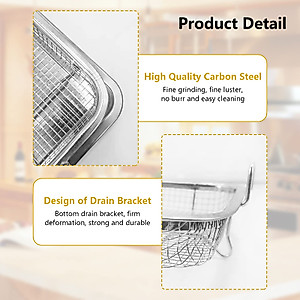 FXTNKYY Stainless Steel Air Fryer Basket for Oven,Air Fryer Basket Set with 50 PCS Parchment Paper,Air Fryer Pan with Crisper Tray and Pan