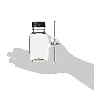 (12) 8 oz. Clear Food Grade Plastic Juice Bottles With Cap (12/pack) (Black)