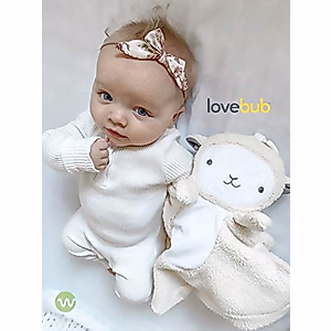 Wavhello LoveBub Sound & Light Baby Security Blanket Lovey, Plush Lullaby Music Player, White Noise Soother & Soft Night Light, Machine Washable - Lou The Lamb (White Minky, 18")