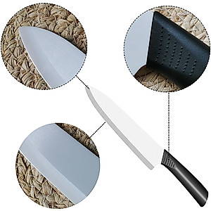 Rynal Ceramic Knife Chef Knife Meats Fruits Vegetables Knife - Sharp Ceramic Kitchen Knife with Sheath Cover - 8 Inch Black