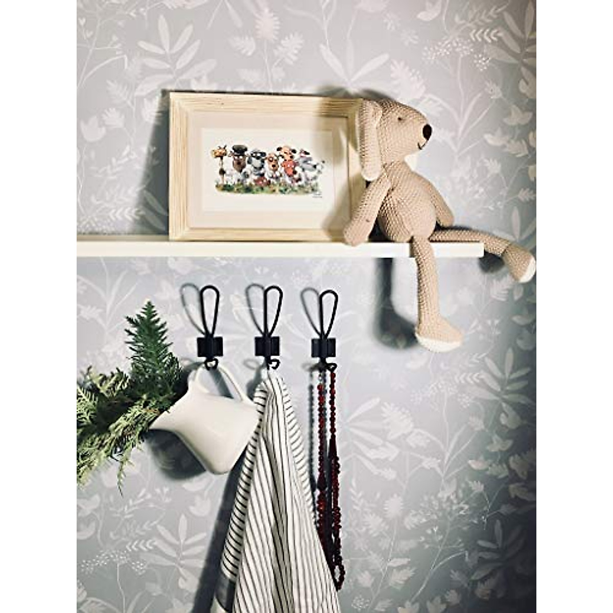 PAINISTIC HOOXX 10 Pack of Rustic Entryway Hooks | Black Wall Mounted Vintage Double Coat Hangers with Large Screws| Hard Industrial Heavy Duty Hook Set, White, (SG_B0787DRVCH_US)