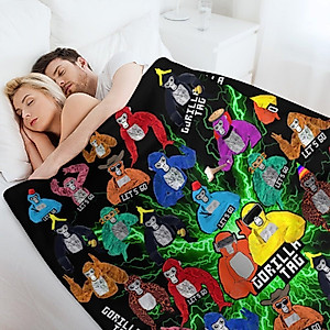 Gorilla Blanket Soft Long Arms Gorilla Throws Blanket Nap Blanket for Bedroom Dorm Party Decorations Game Merch Gift for Kids Boys 50"X40"